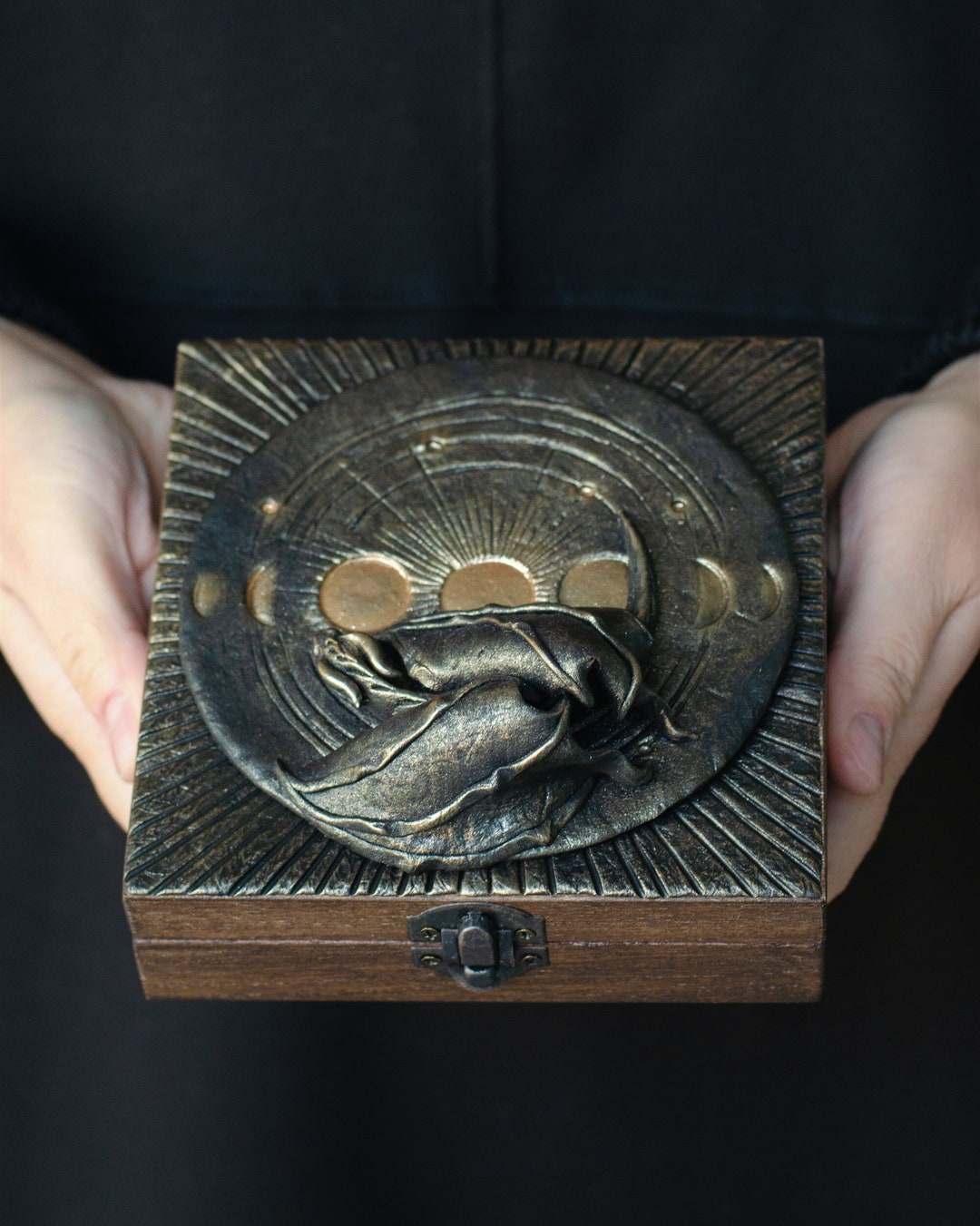 Dragon Wooden Box Personalized Moon Sun Decor Treasure Dragons Unique ...