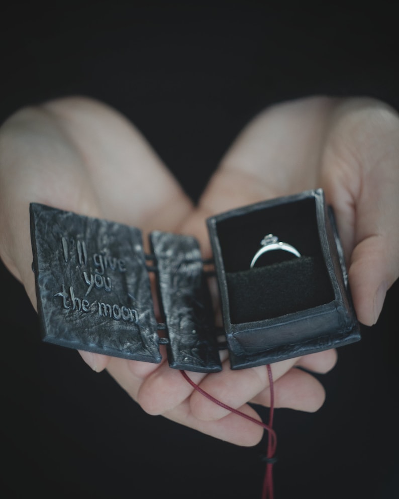 Ring Box Proposal With Heart Slim Thin Engagement Ring Box - Etsy