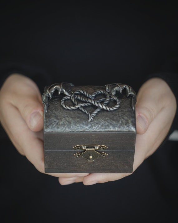 Wedding Black Gothic Ring Box Holder With Heart and Infinity - Etsy