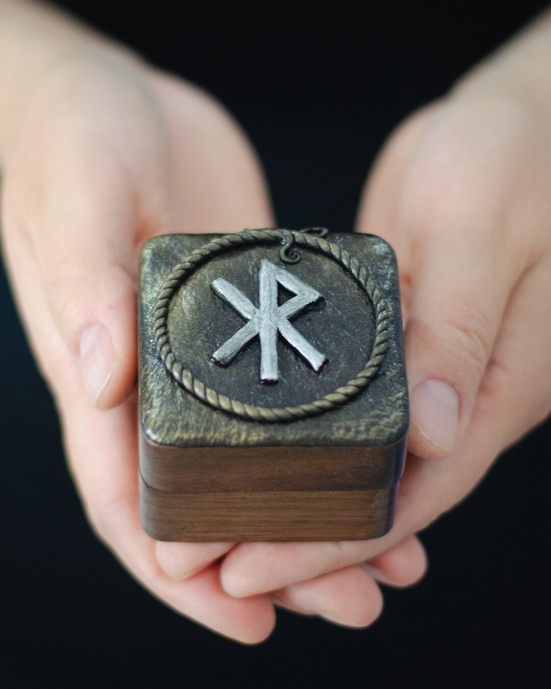 Runes Viking Ring Box Celtic Wooden Jewelry Holder Rune Sign Wedding ...