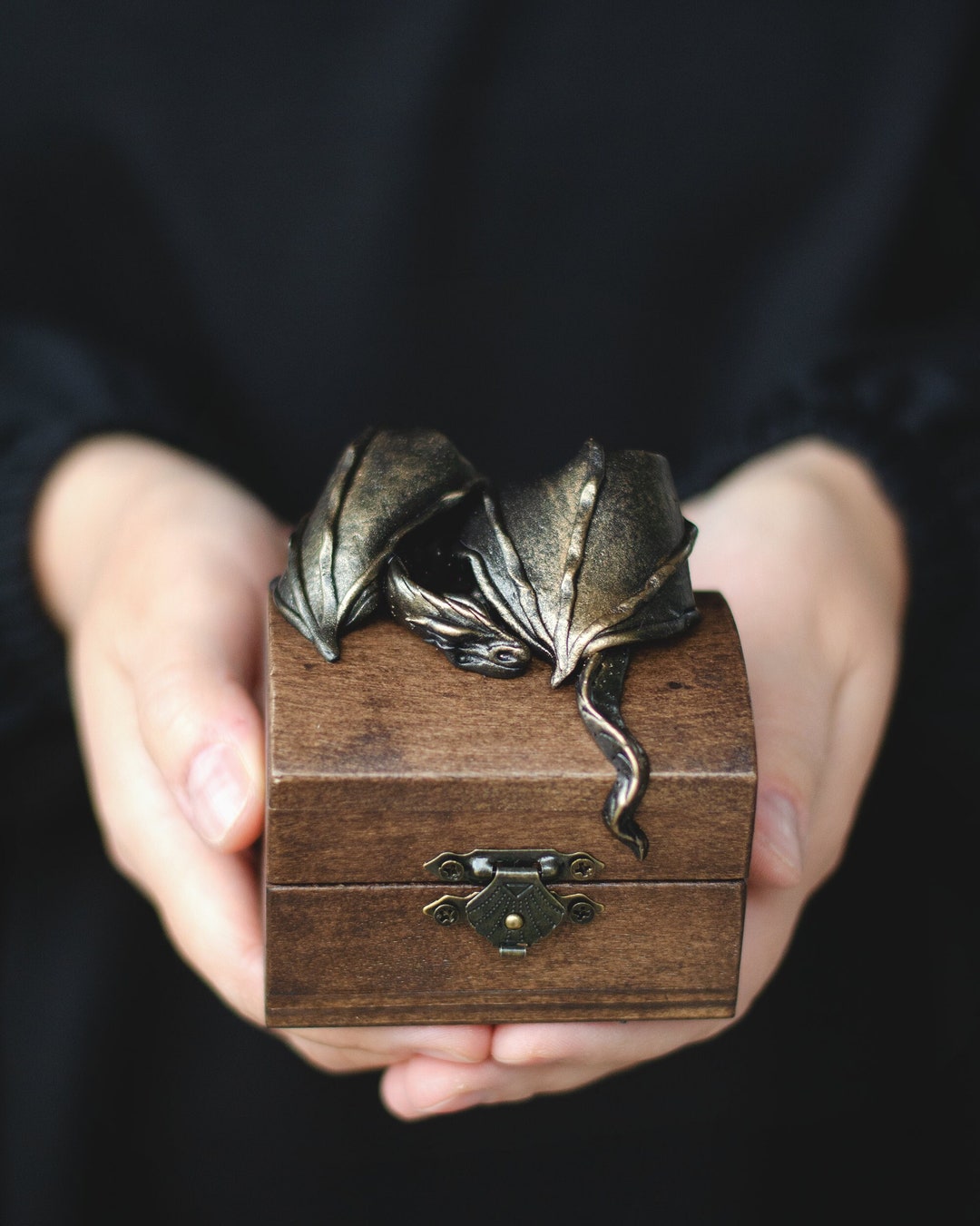 Bronze Dragon Box Wooden Wedding Box for Rings Proposal Box Ring ...