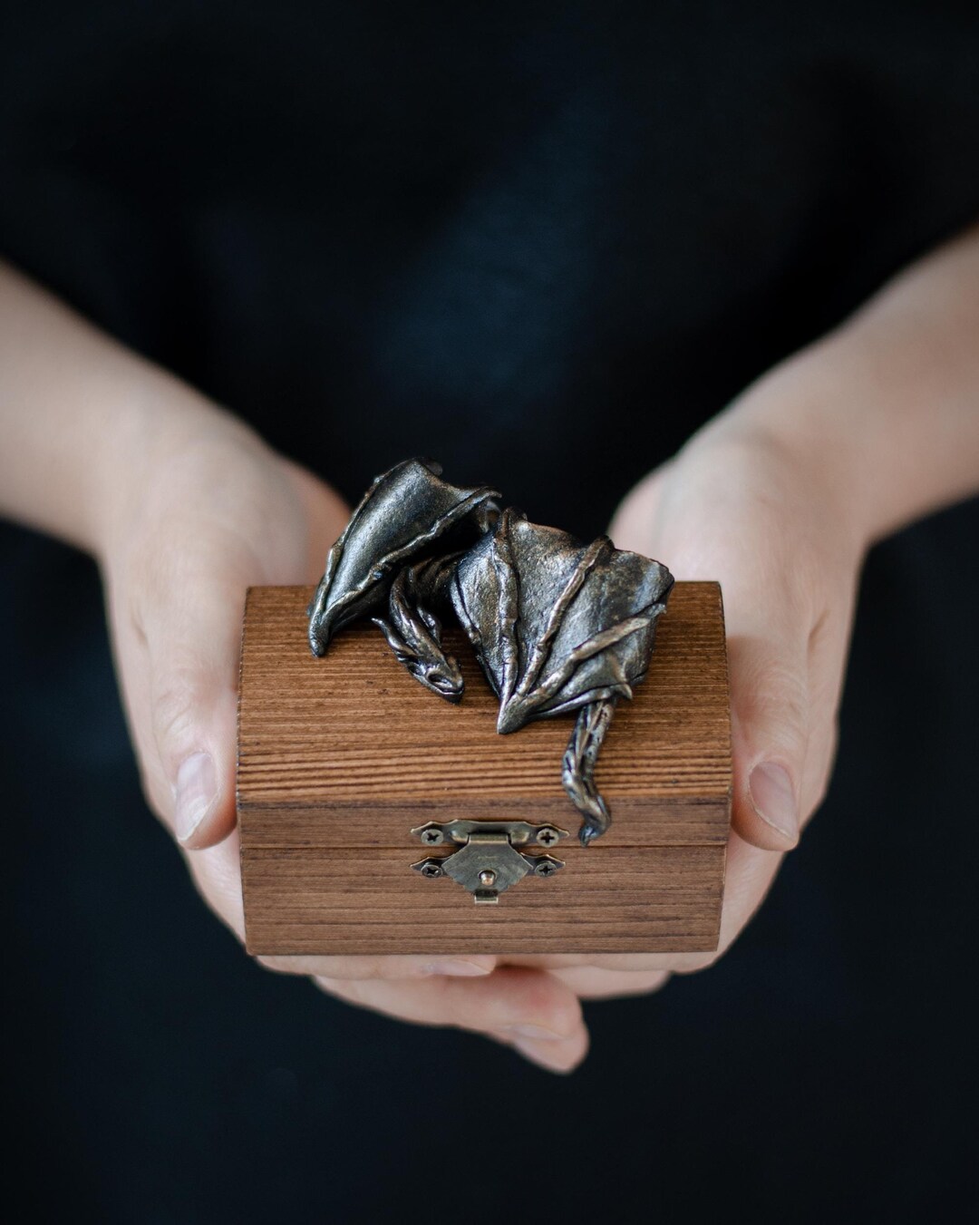 Bronze Dragon Box Wooden Wedding Box for Rings Proposal Box Ring ...