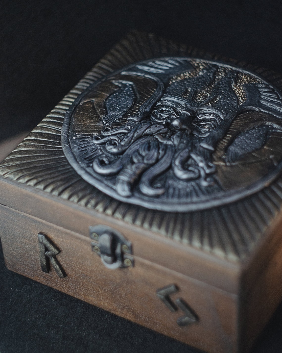 Viking Wooden Box With Odin Ravens Hugin and Munin Wolves Geri - Etsy