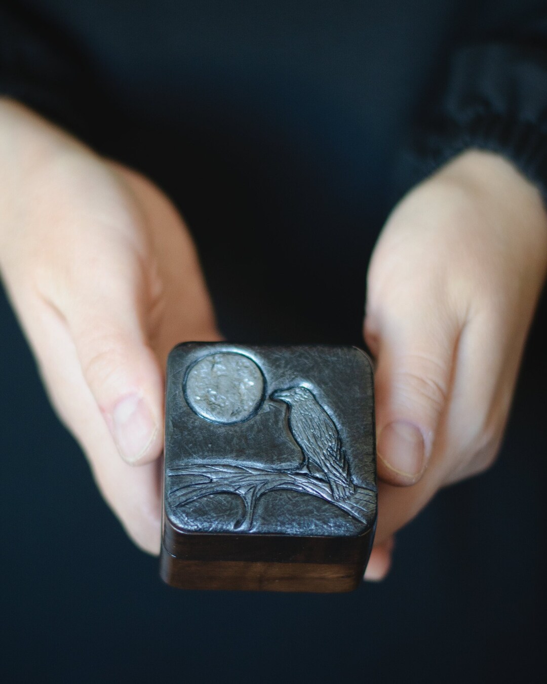 Full Moon Ring Jewelry Box With Magic Raven Dark Style Halloween Black ...