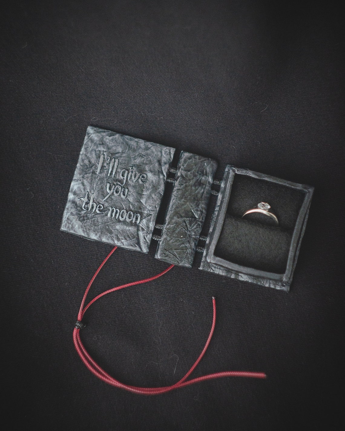 Ring Box Proposal With Heart Slim Thin Engagement Ring Box - Etsy