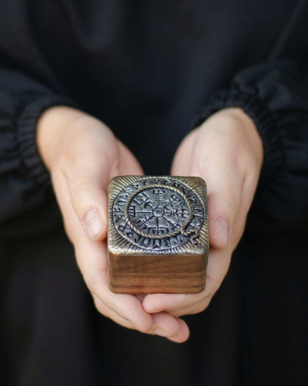 Viking Ring Box With Norse Vegvisir Viking Compass Nordic Jewelry Box ...