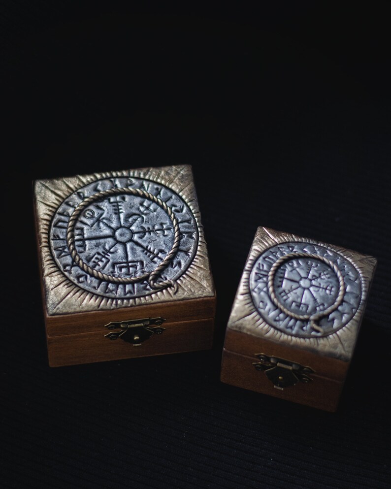 Viking Ring Box With Norse Vegvisir Viking Compass Nordic - Etsy