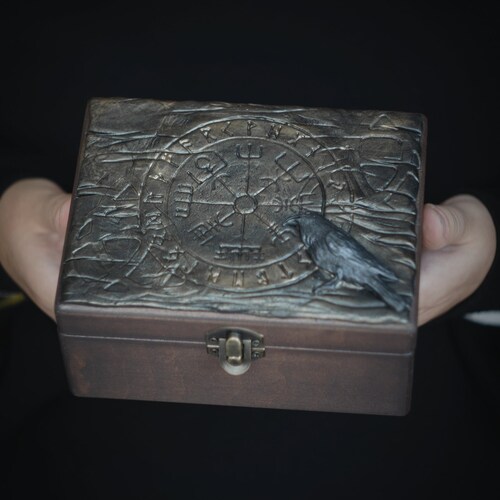 Viking Ring Box With Norse Vegvisir Viking Compass Nordic - Etsy