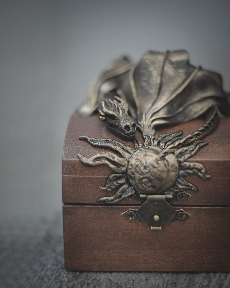 Bronze dragon box wooden wedding box for rings proposal box | Etsy
