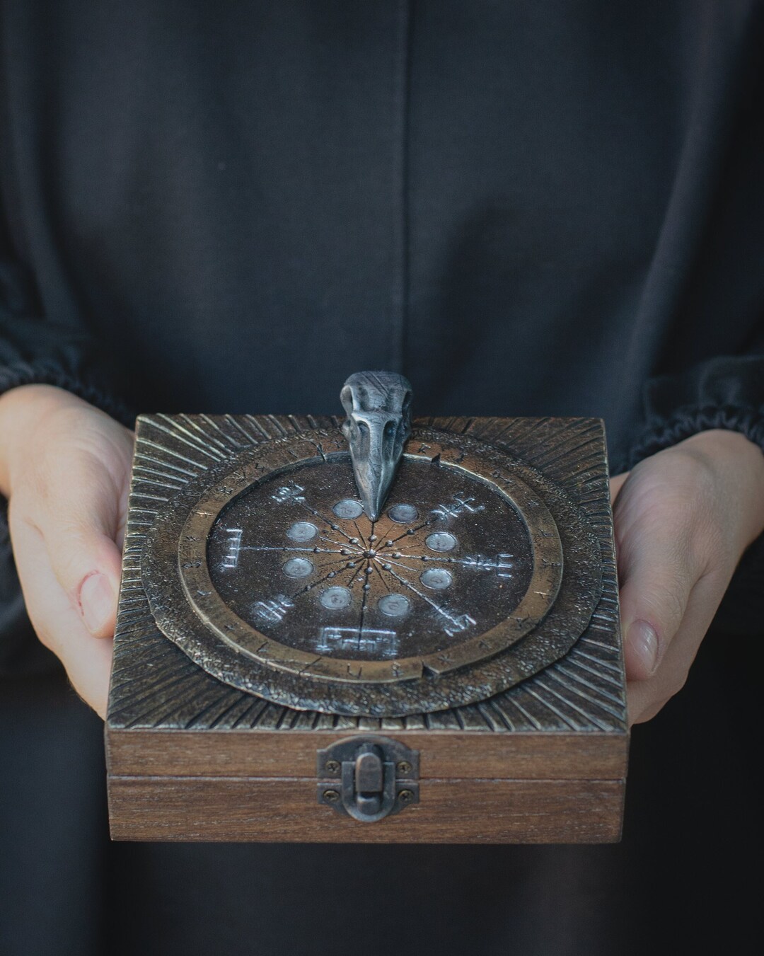 Nordic Viking Box With Vegvisir Runic Compass Futhark and Raven Skull ...