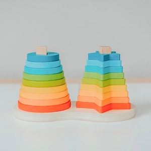Summer Stack and Play Set | Wooden Toys | Silicone Rainbow Toy | New ...
