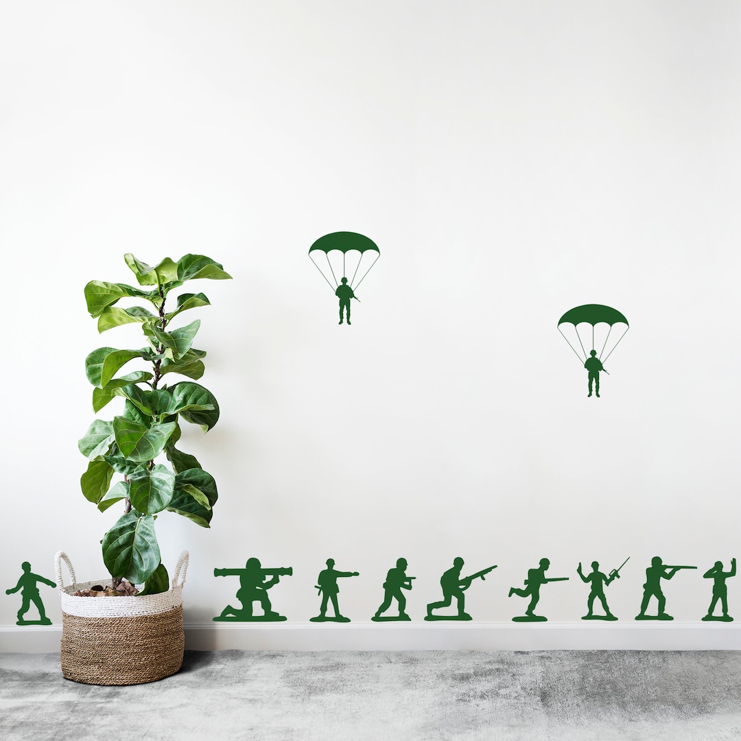 Set of 22 Toy Army Men Wall Vinyl Decal Stickers | Kids Army Soldiers ...