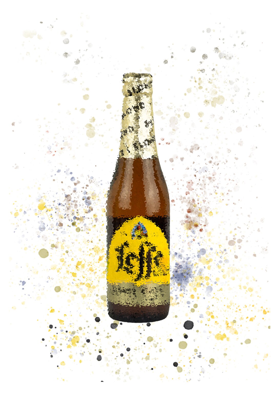 Leffe Beer Bottle Watercolour Splash A3, A4, 10x8, 8x6, 5x7 and 4x6 ...