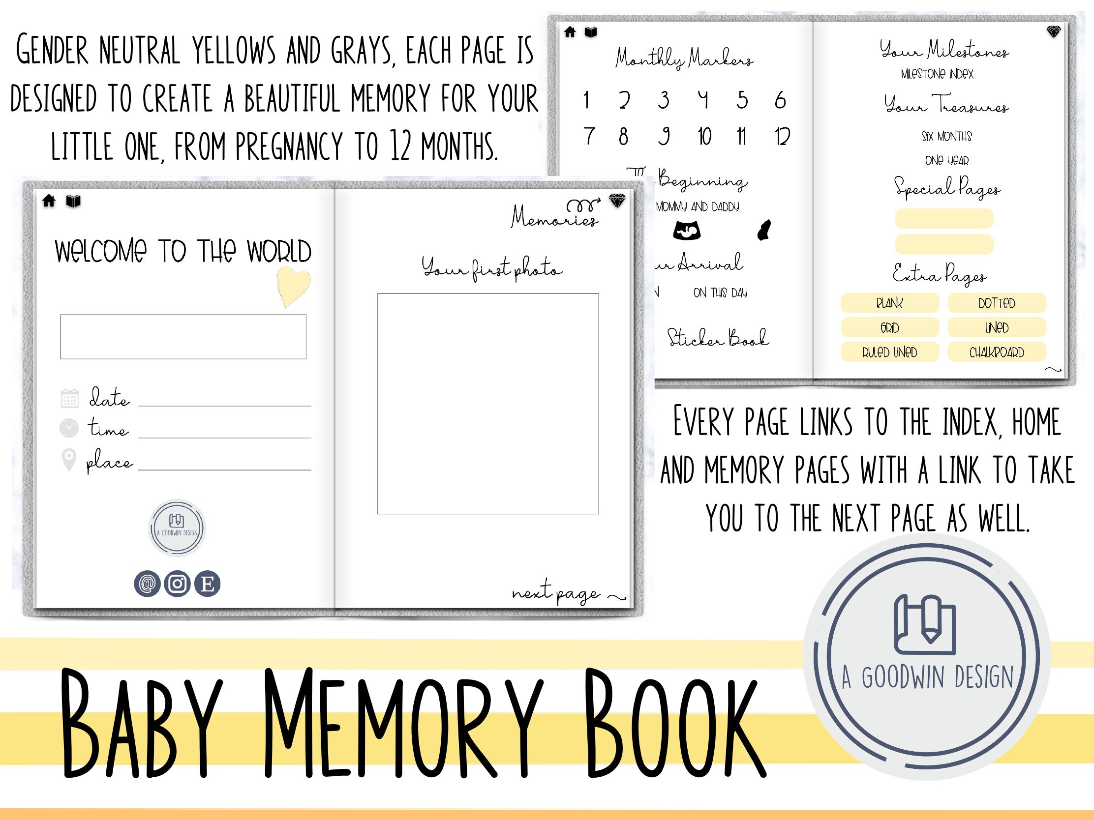 Digital Babys First Year Memory Book for Goodnotes or Xodo | Etsy