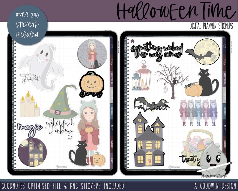 Halloween Time Weekly Digital Planner Stickers | Goodnotes Planner ...