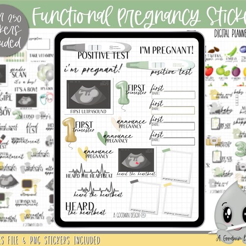 Pregnancy Digital Stickers 500 Digital Pregnant Stickers | Etsy