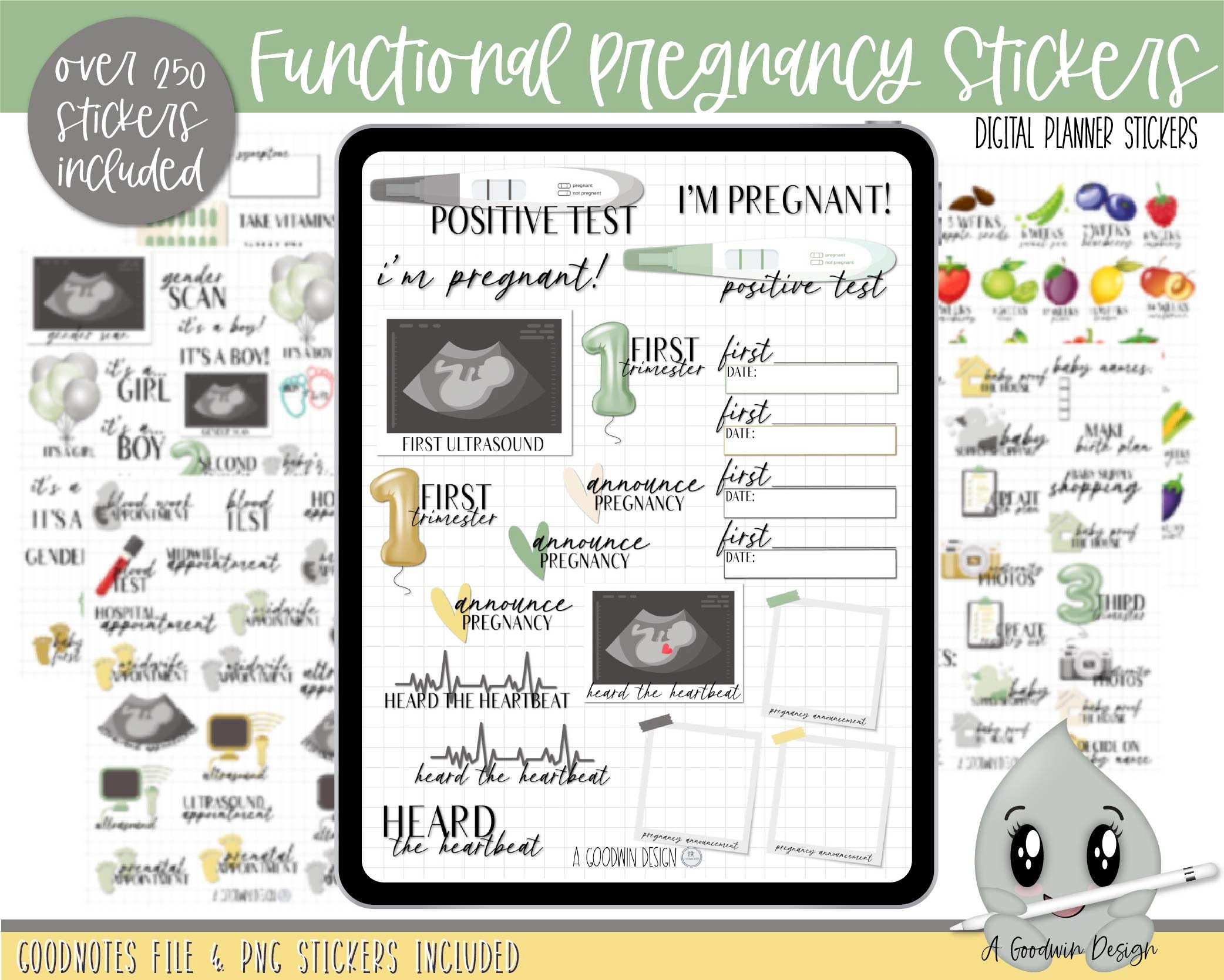 Functional Pregnancy Sticker Set L Planner Stickers - Etsy UK