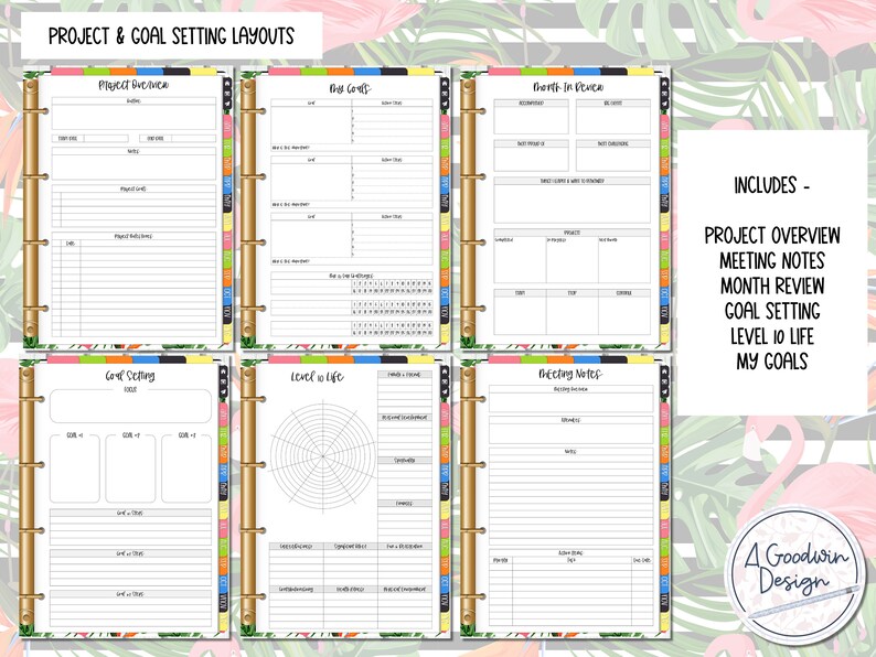 Flamingo Fun Undated Digital Portrait Planner for Goodnotes | iPad ...