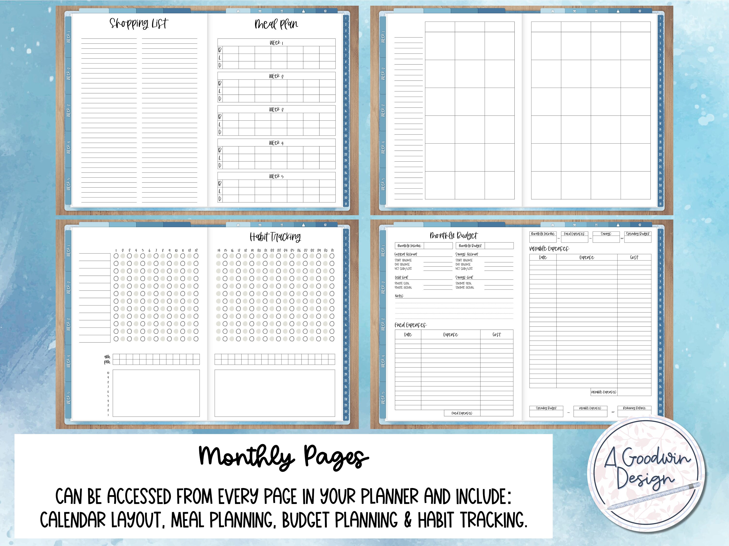 Winter Wonderland Monthly Landscape Planner for Goodnotes | Etsy