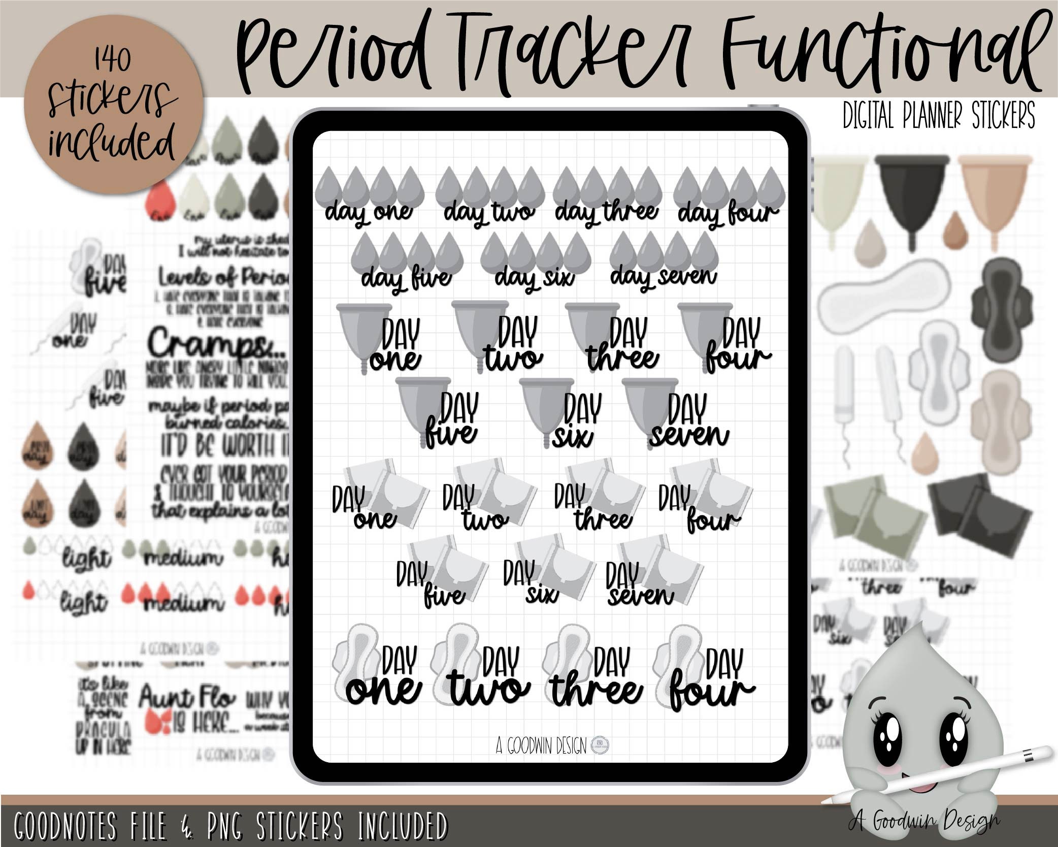 Functional Period Tracker Stickers L Planner Stickers - Etsy