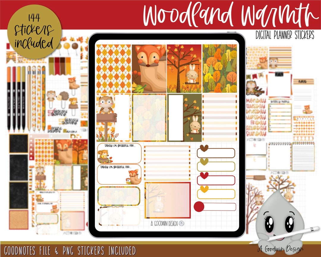 Woodland Warmth Digital Planner Stickers | Decorative Sticker Set ...
