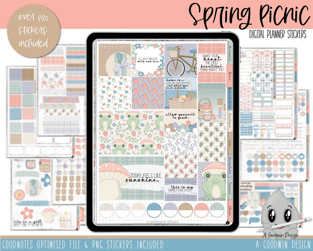 Spring Picnic - Cottagecore Digital Planner Stickers | Goodnotes ...