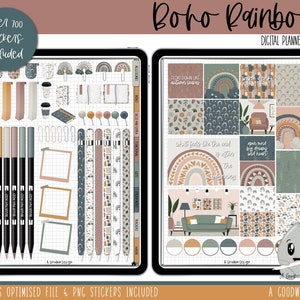 Boho Rainbows Digital Planner Stickers | Goodnotes Planner Stickers ...