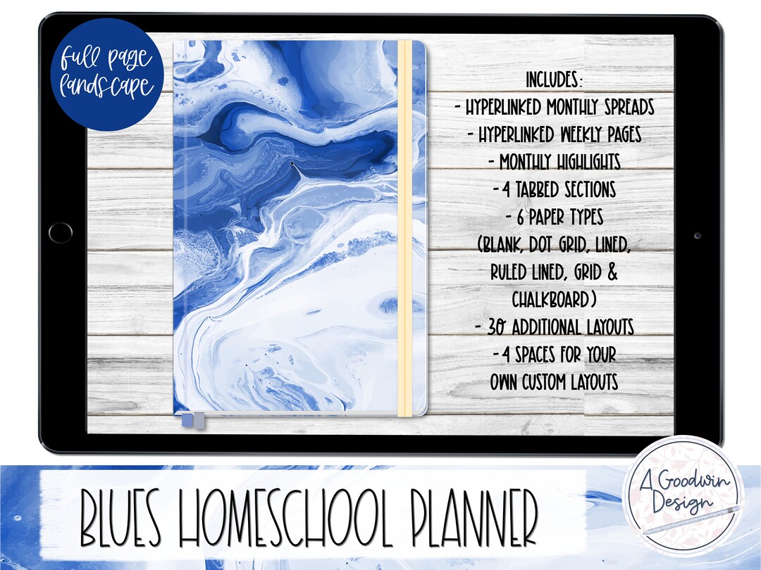 Blues Homeschool Digital Planner for Goodnotes | iPad Planner ...
