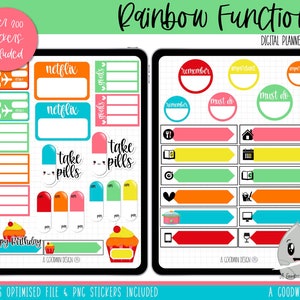 Rainbow Functional Digital Planner Stickers | Goodnotes Planner ...