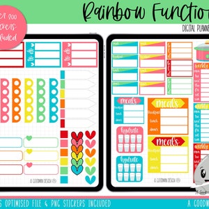 Rainbow Functional Digital Planner Stickers | Goodnotes Planner ...