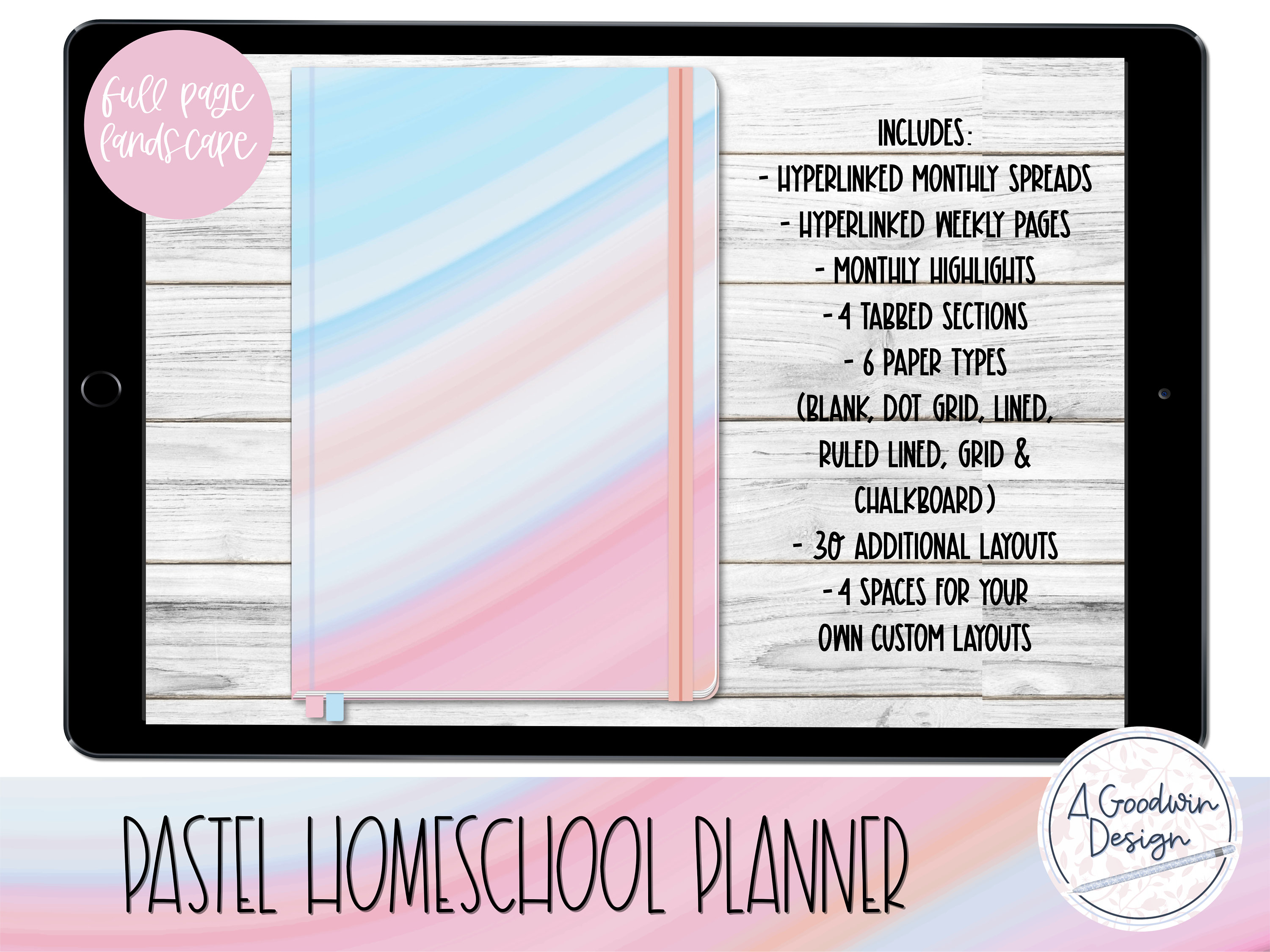 Pastel Homeschool Digital Planner for Goodnotes Ipad Planner | Etsy