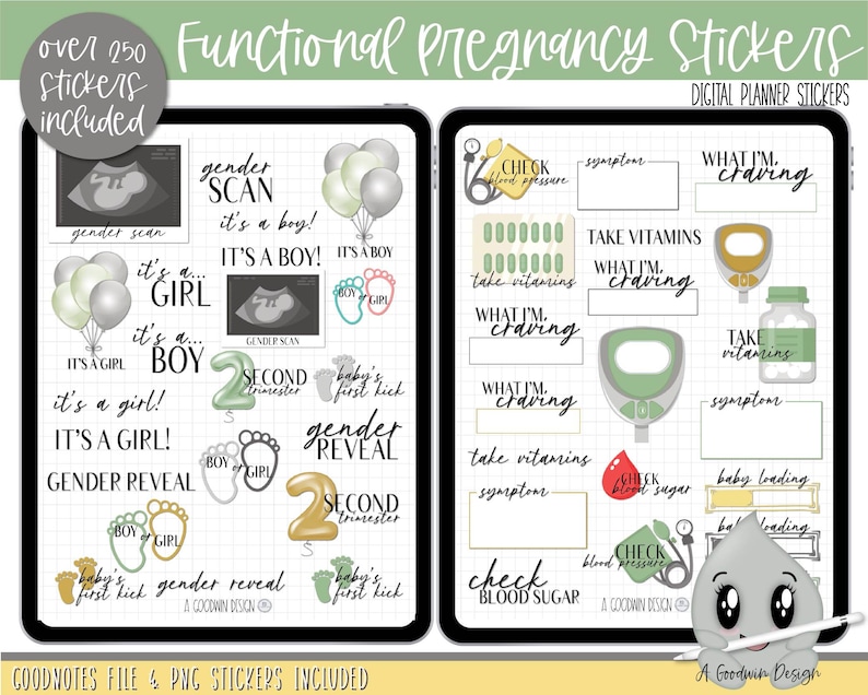 Functional Pregnancy Sticker Set L Planner Stickers - Etsy UK