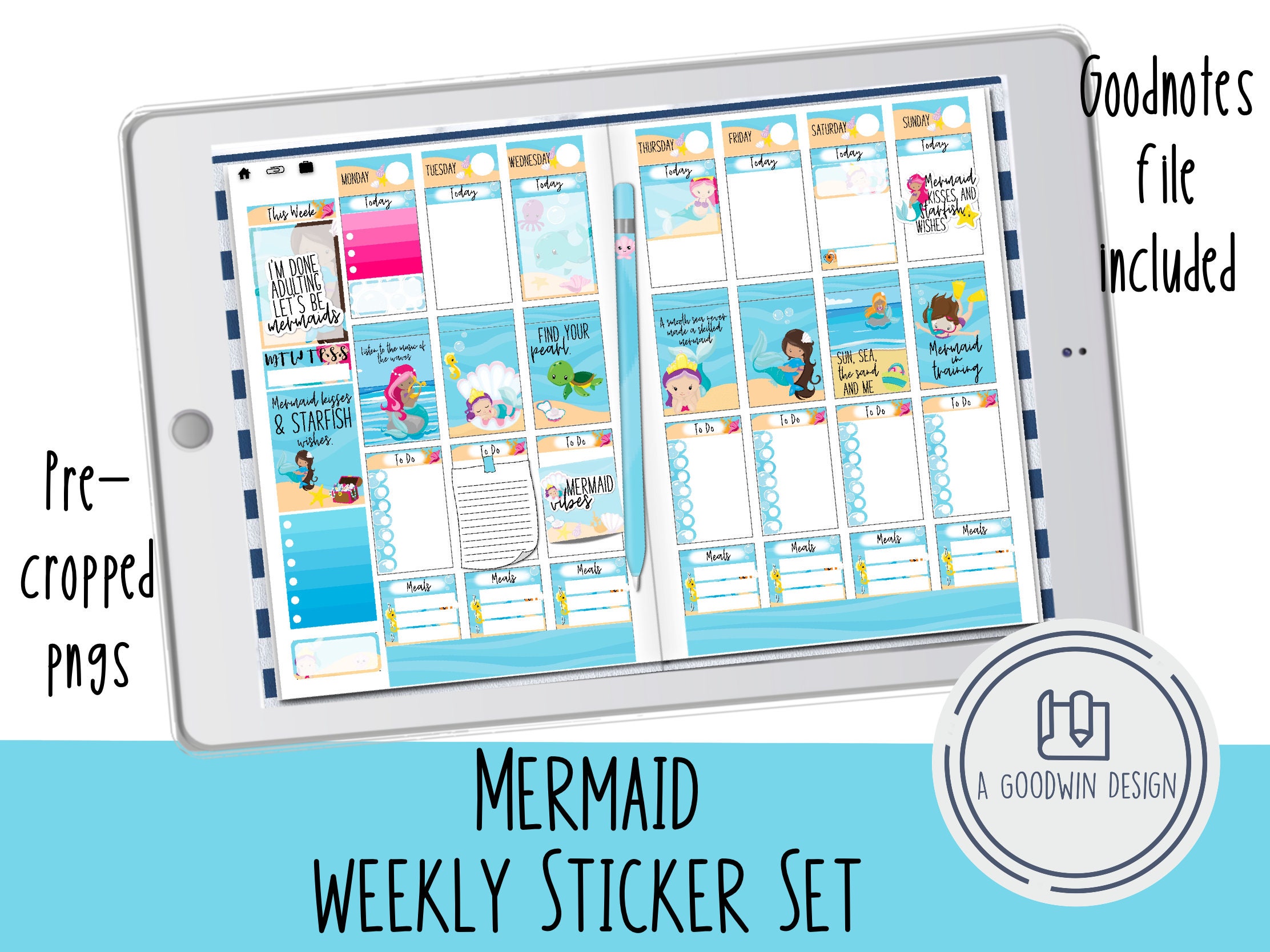 Calendars & Planners Paper ipad planner Mermaid digital planner undated ...