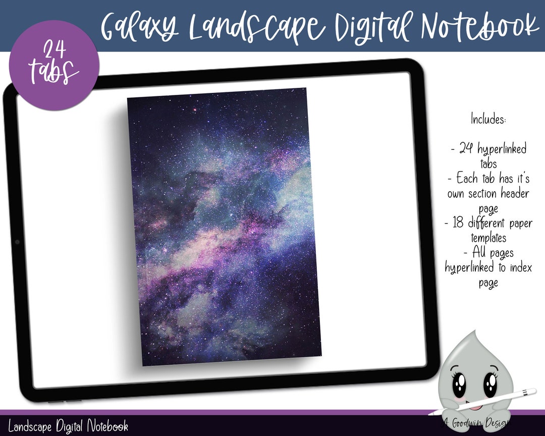 Galaxy Landscape Digital Notebook | 24 Tabbed Notebook | Landscape ...