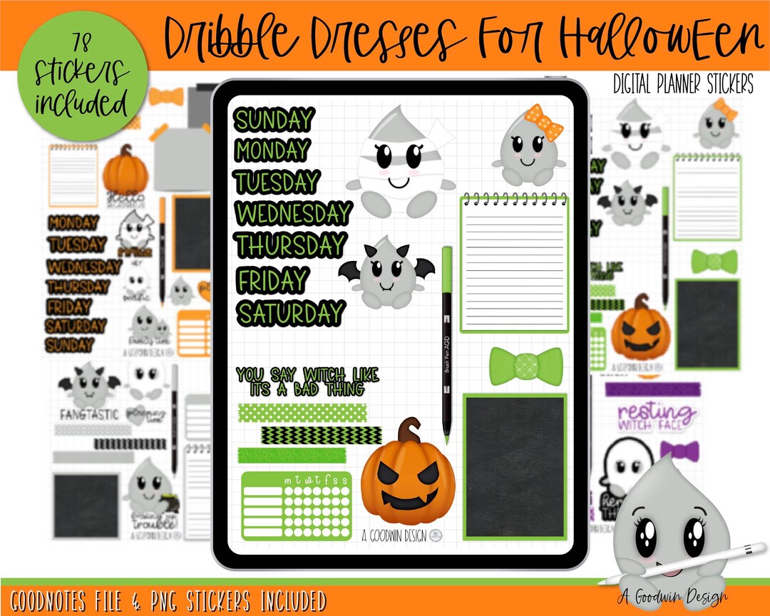 Dribble Dresses for Halloween Digital Planner Stickers | Goodnotes ...