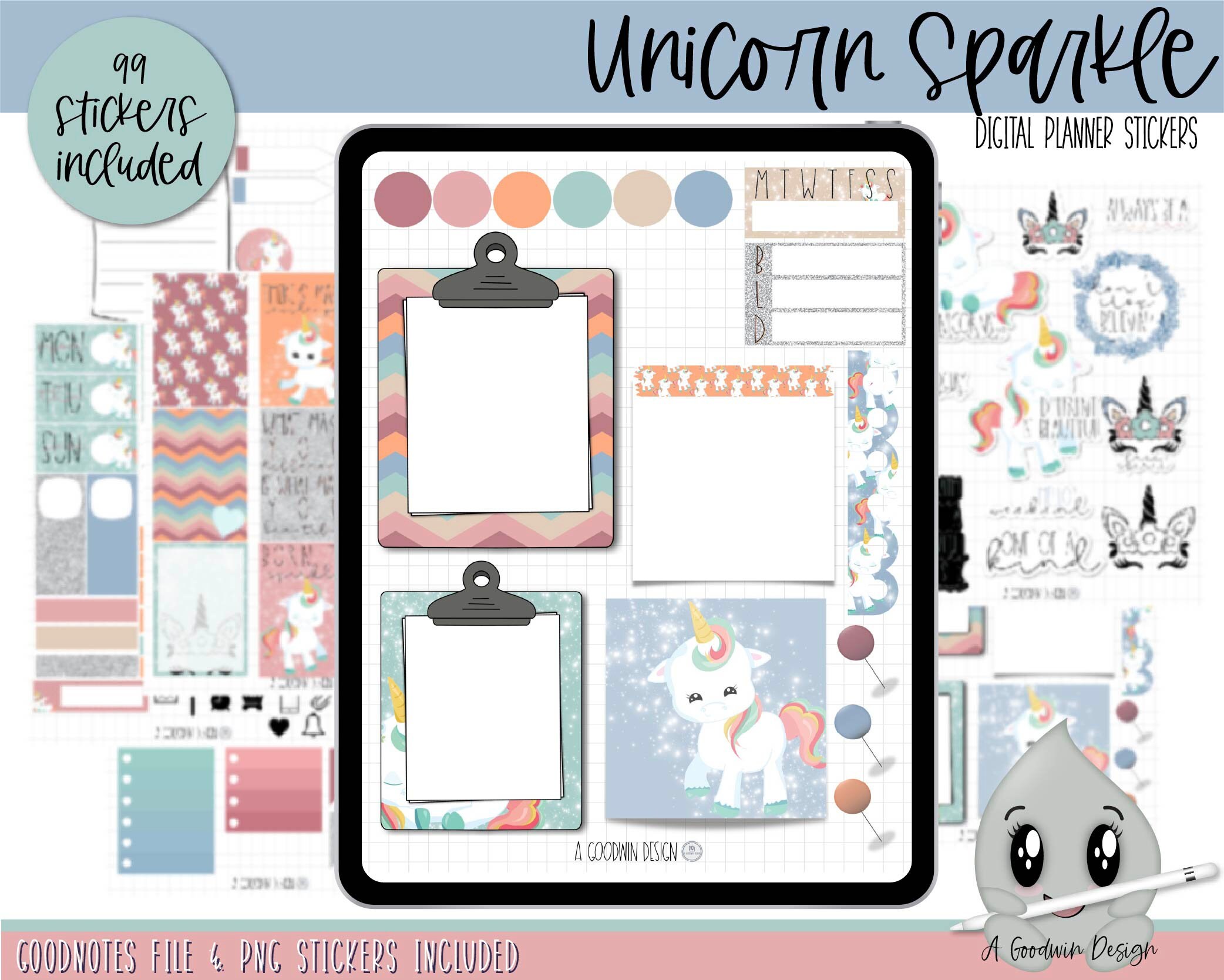 Unicorn Sparkle Weekly Digital Planner Stickers Goodnotes - Etsy