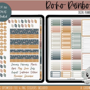 Boho Rainbows Digital Planner Stickers | Goodnotes Planner Stickers ...