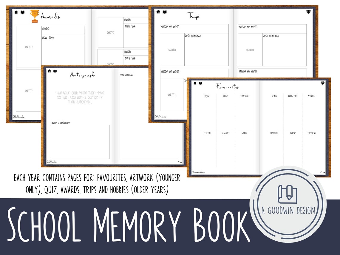 Digital School Years Memory Book for Goodnotes or Xodo IPad | Etsy