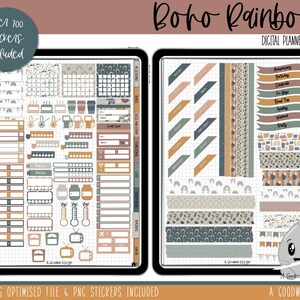 Boho Rainbows Digital Planner Stickers | Goodnotes Planner Stickers ...