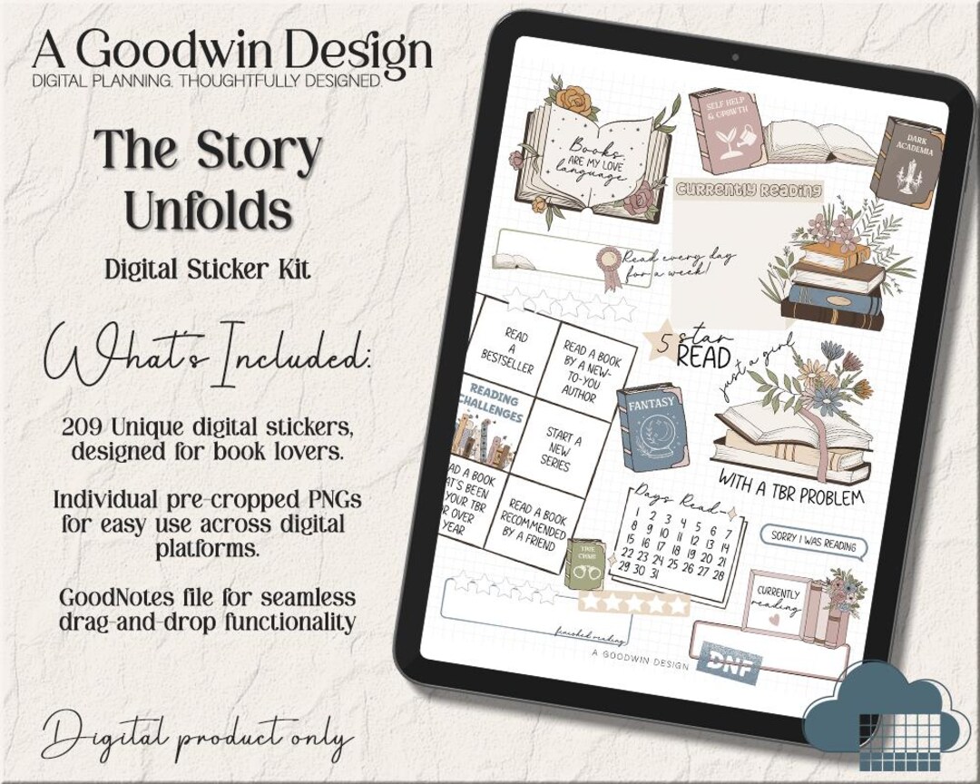 The Story Unfolds – Digital Reading Sticker Kit | Book Lover's Planner ...