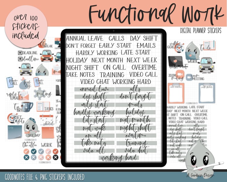 Work Functional Planner Stickers Decorative Sticker Set - Etsy UK