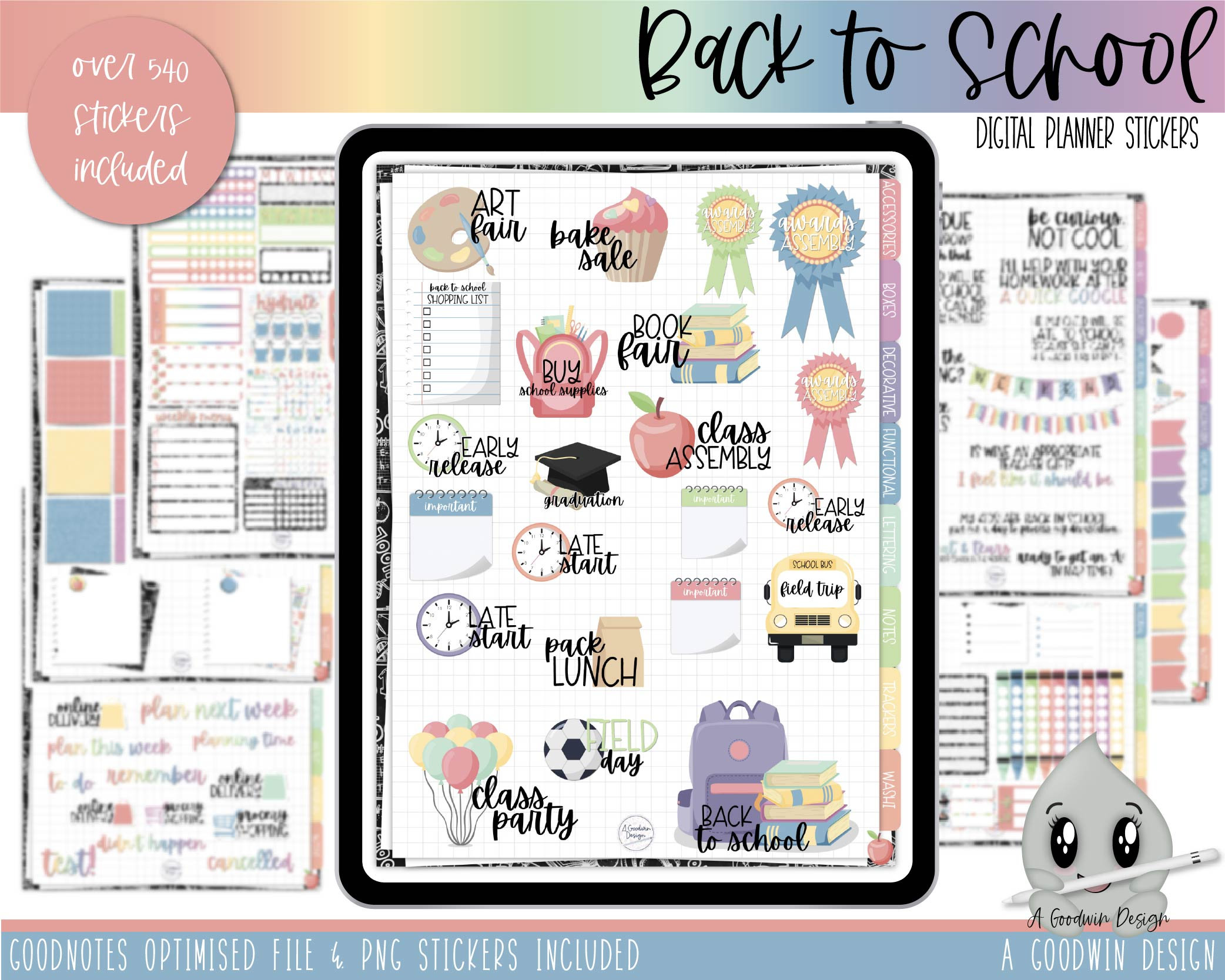 Back to School Bundle Digital Planner Stickers Goodnotes | Etsy UK