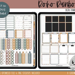 Boho Rainbows Digital Planner Stickers | Goodnotes Planner Stickers ...