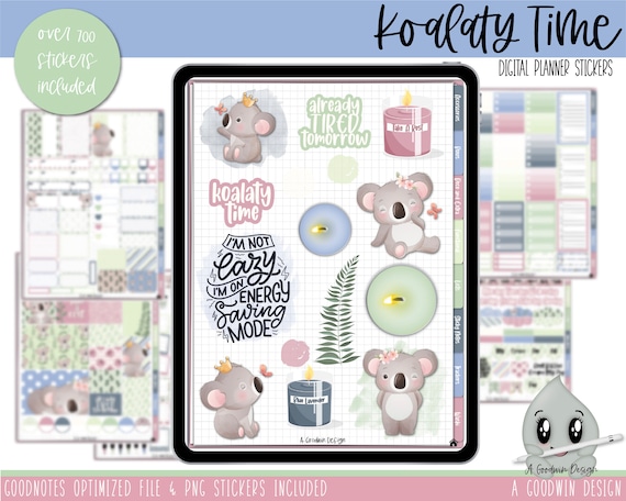 Koalaty Time Digital Planner Stickers Goodnotes Planner - Etsy