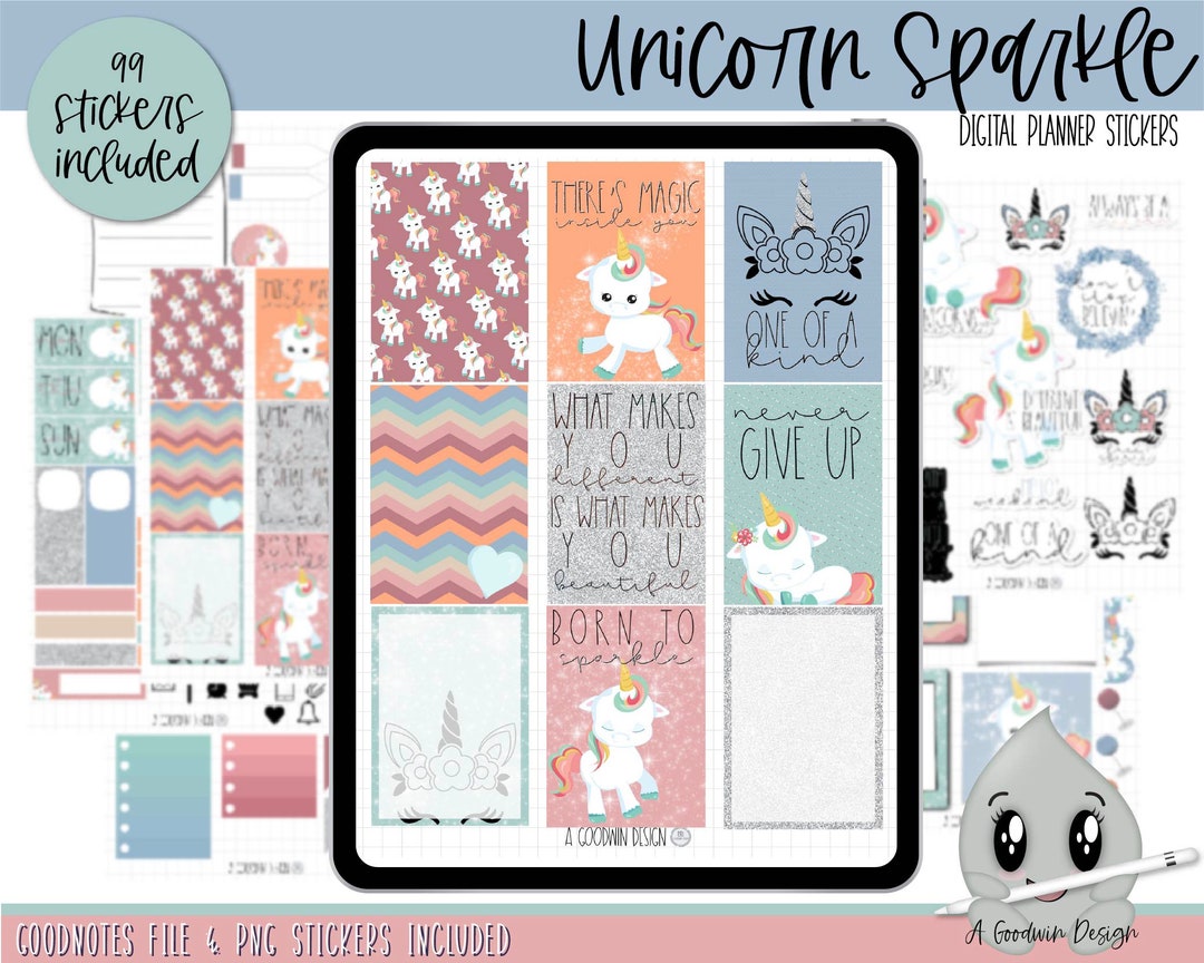 Unicorn Sparkle Weekly Digital Planner Stickers | Goodnotes Planner ...