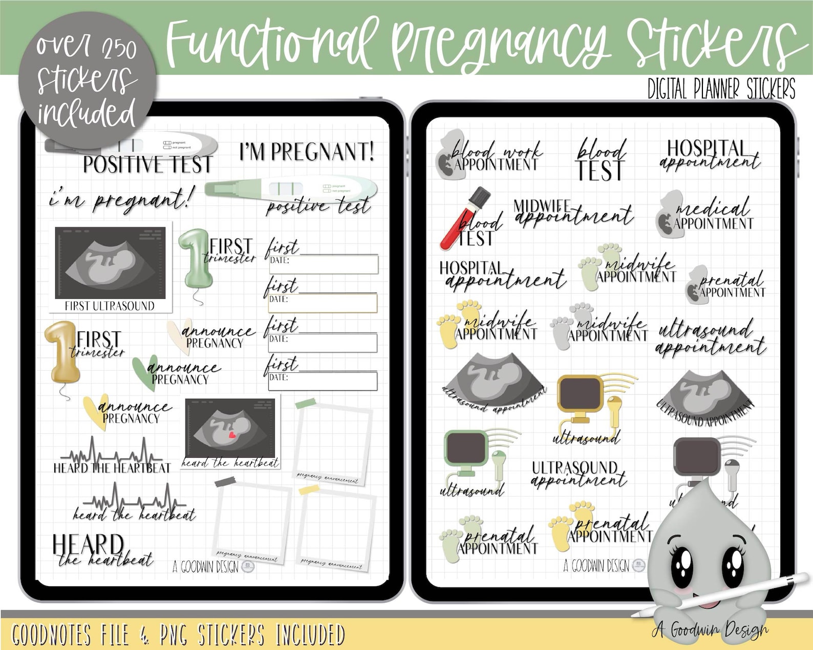 Functional Pregnancy Sticker Set L Planner Stickers - Etsy UK