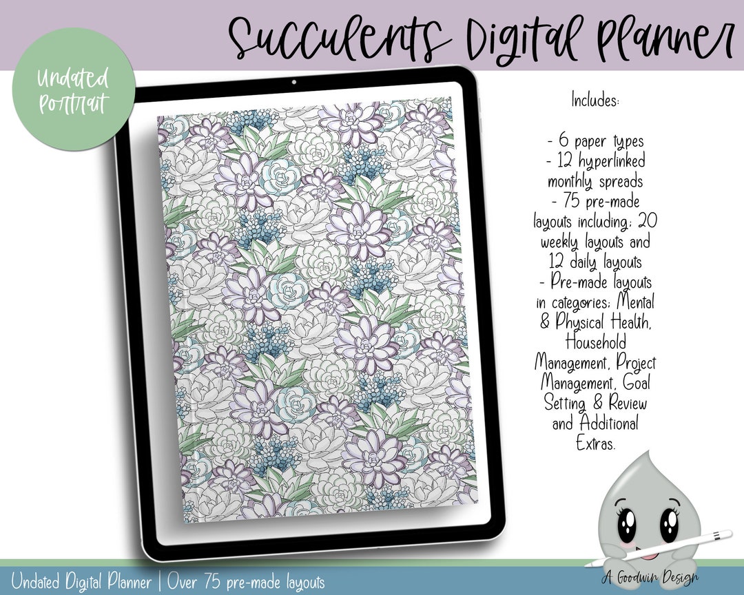 Succulents Undated Digital Planner | Digital Planning | Goodnotes ...