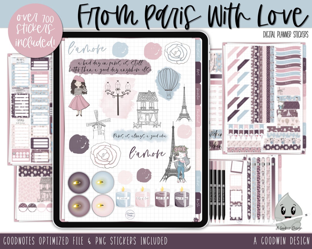 From Paris With Love Digital Planner Stickers | Goodnotes Planner ...