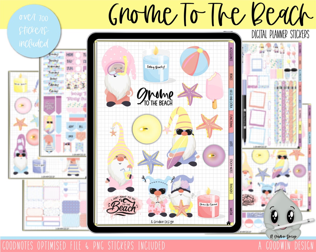 Gnome to the Beach Digital Planner Stickers | Goodnotes Planner ...