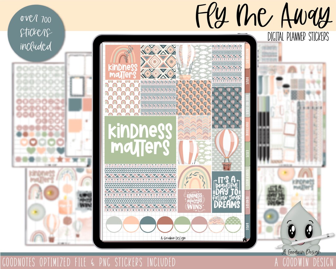 Fly Me Away - Hot Air Balloon Digital Planner Stickers | Goodnotes ...